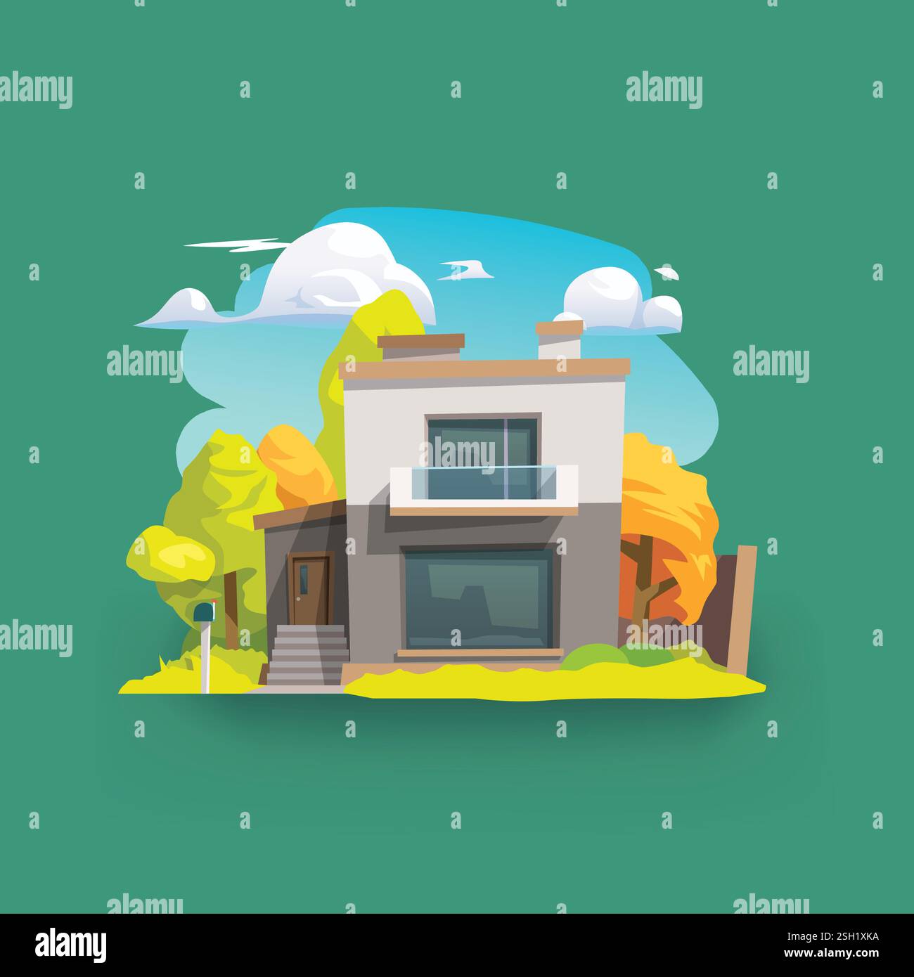 cartoon modern luxury house at sunny day Stock Vector Image & Art - Alamy