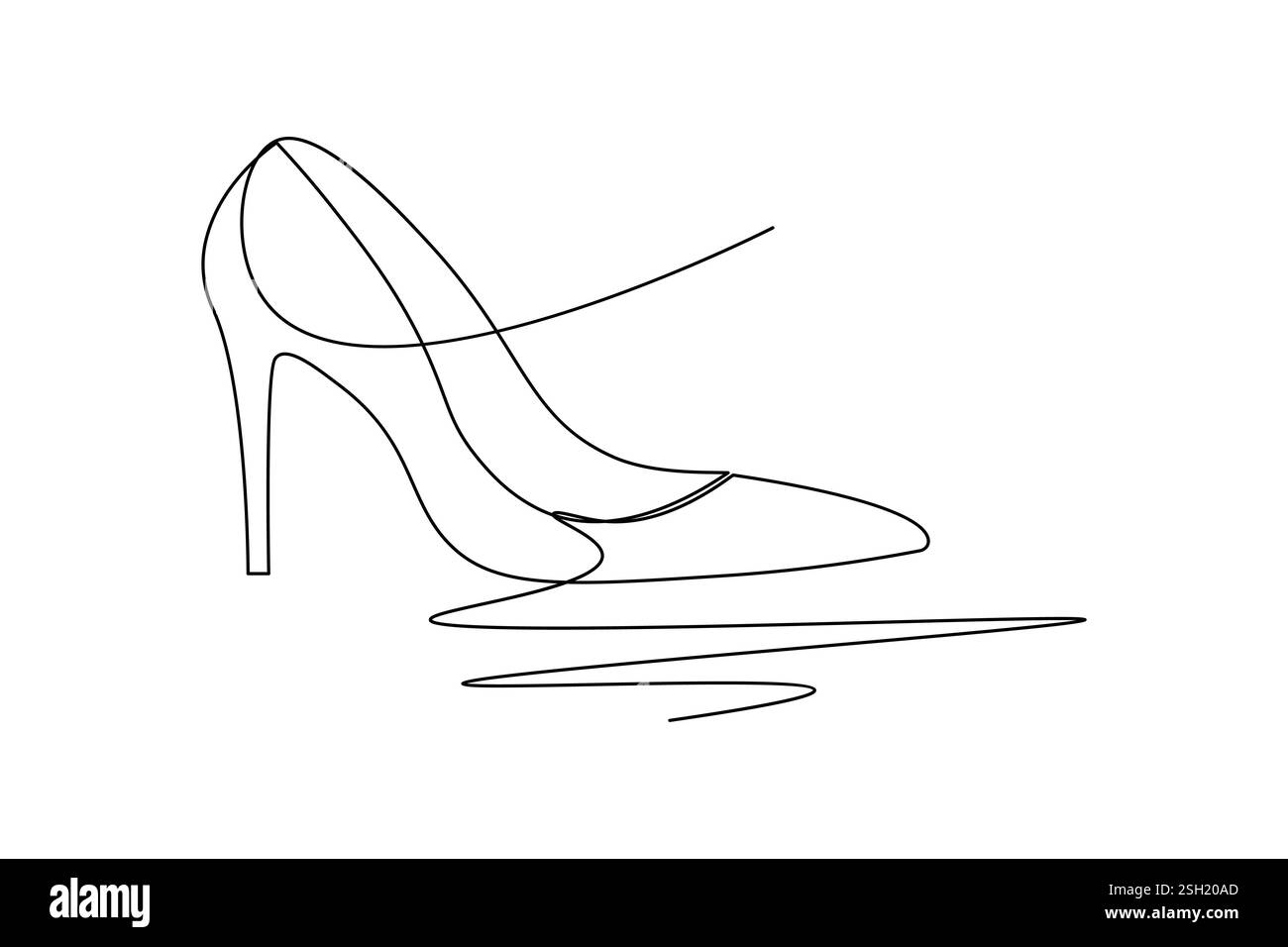High heel shoes one line art drawing and minimalist style isolate ...