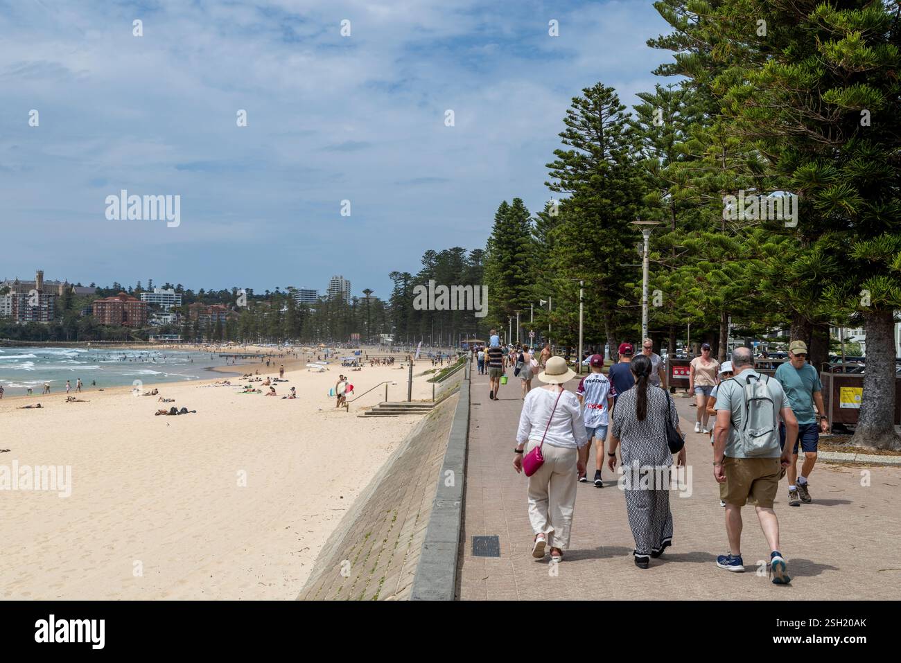 Manly Beach in Sydney Australia, with people enjoying a summers day ...