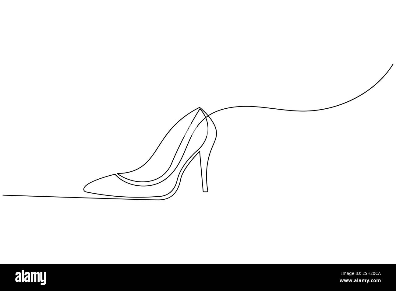 High heel shoes one line art drawing and minimalist style isolate ...