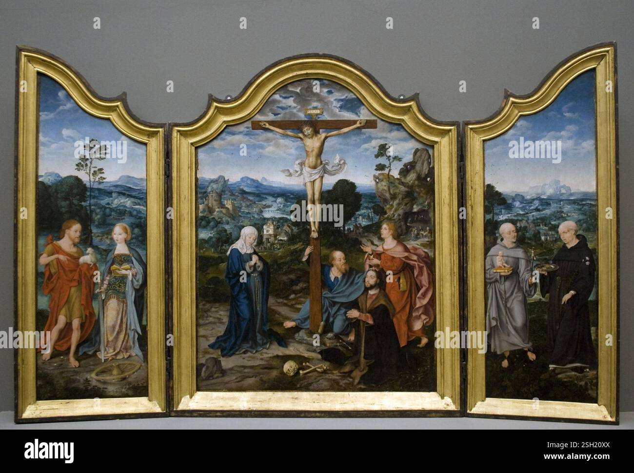 The Crucifixion with Saints and a Donor Joos van Cleve - o Stock Photo - Alamy
