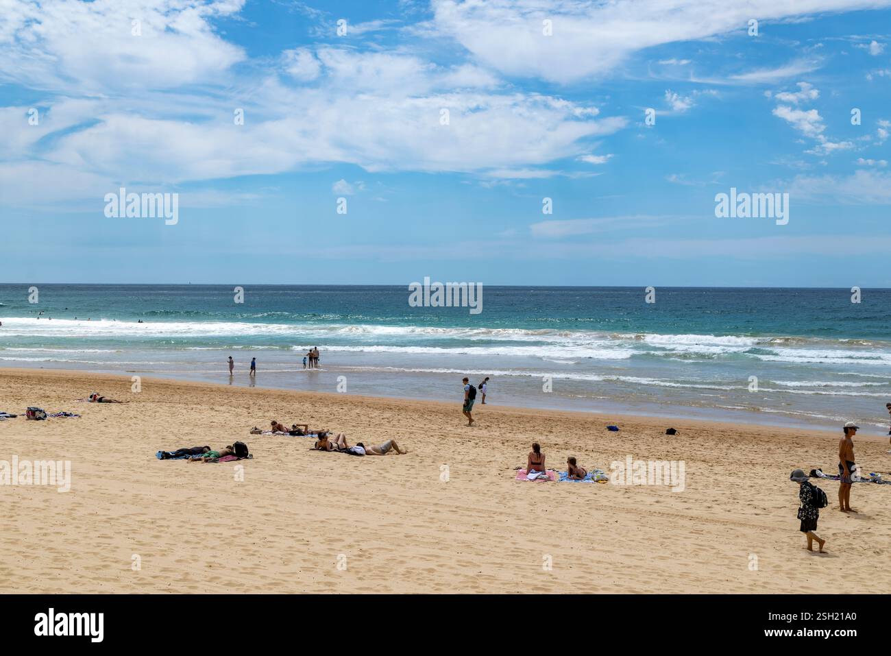 Manly Beach Sydney Australia, people relaxing and enjoying summers day ...