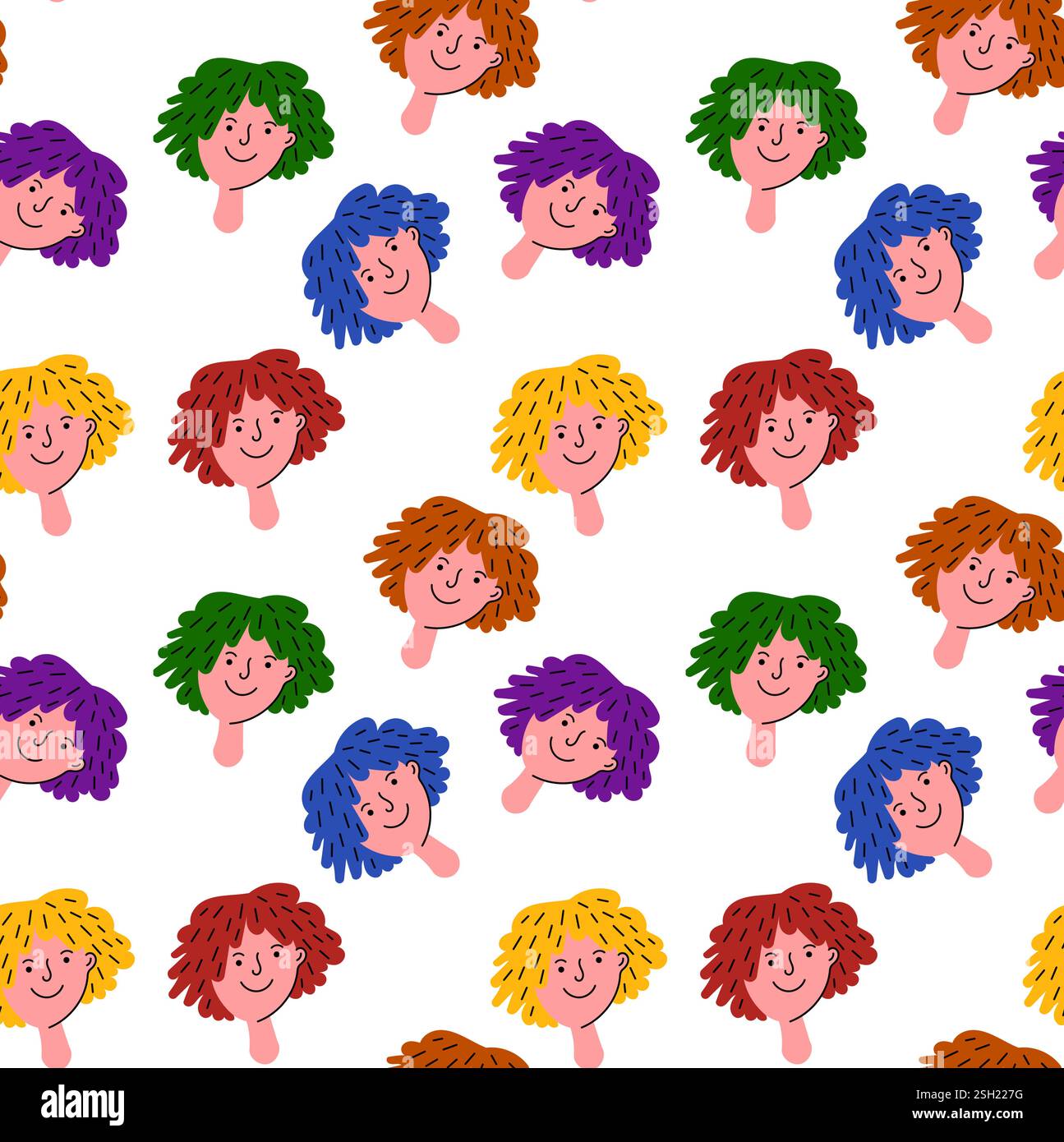 Doodle kids faces pattern hi-res stock photography and images - Alamy
