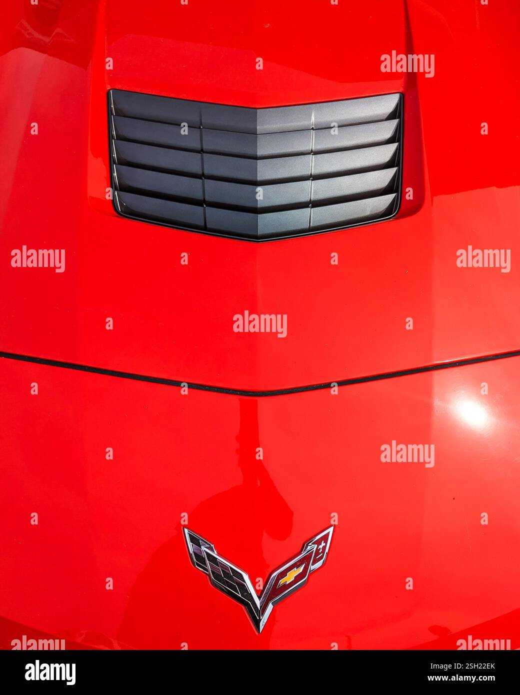 Front Hood of Red Chevrolet Corvette Stock Photo - Alamy