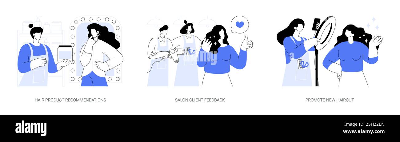 Beauty salon visit isolated cartoon vector illustrations se Stock ...