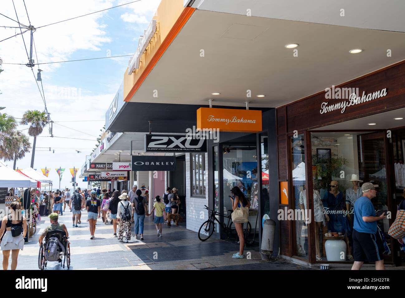 Manly Beach suburb in Sydney Australia, with beach style shops on the ...