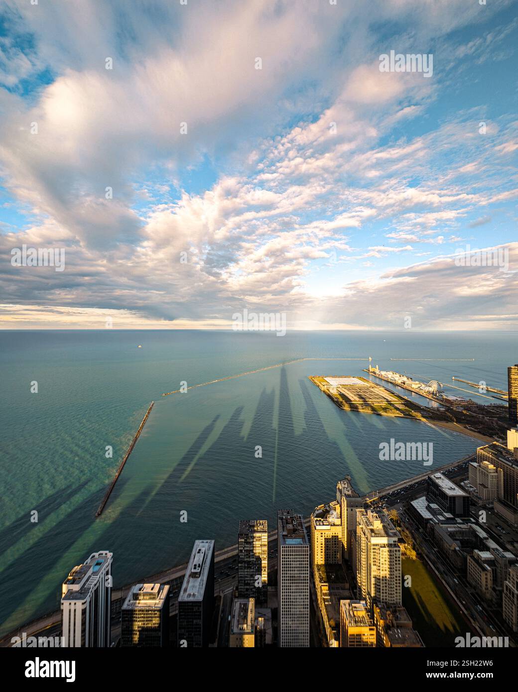 Chicago Skyline Shadows on Lake Michigan Stock Photo - Alamy