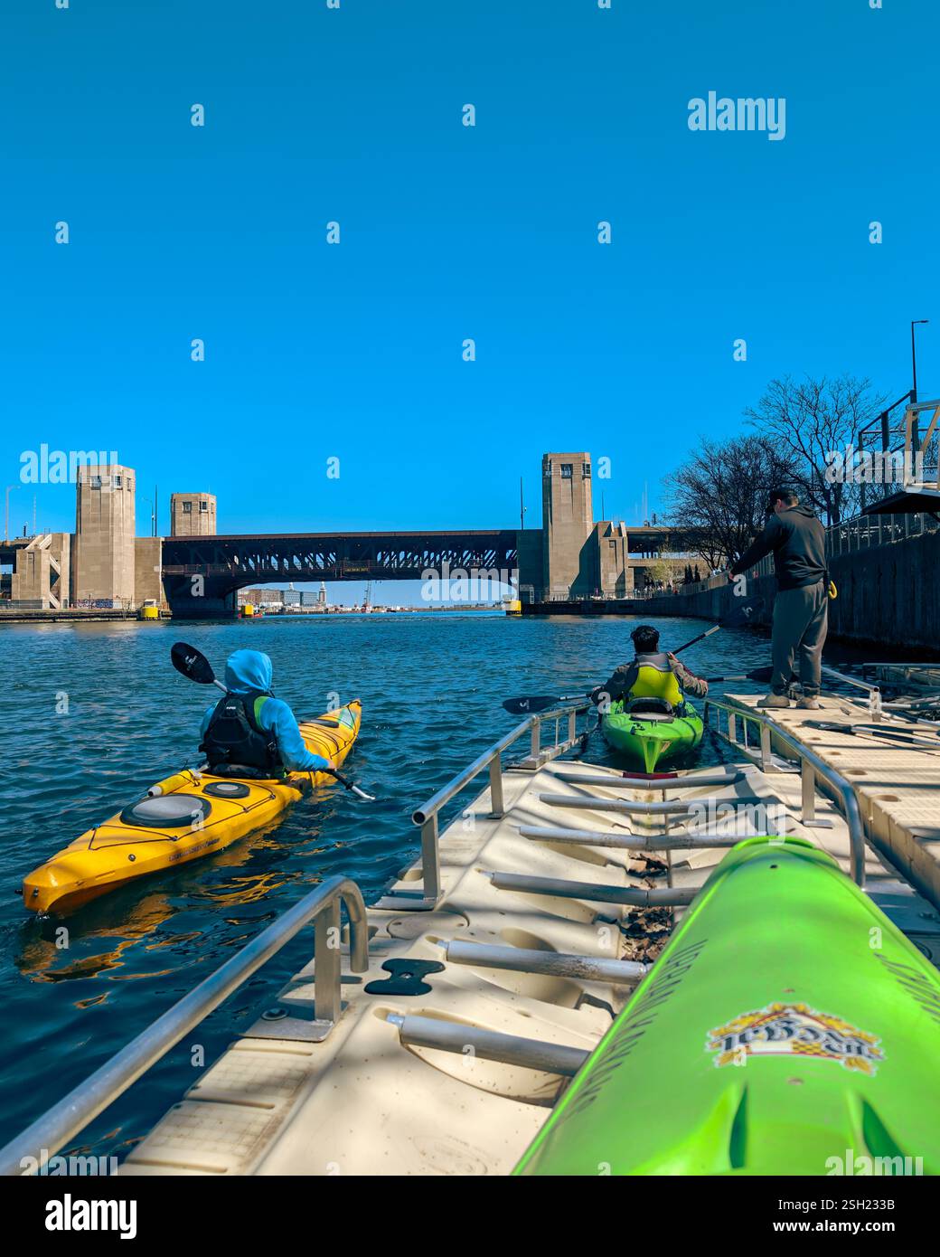 Kayaking Under the Chicago Bridge Stock Photo - Alamy