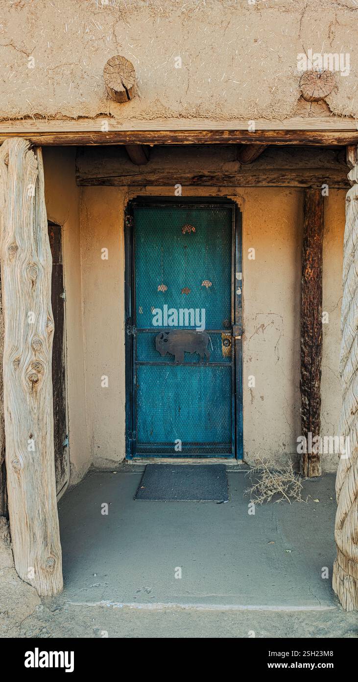 Turquoise Doorway in Taos Pueblo Stock Photo - Alamy