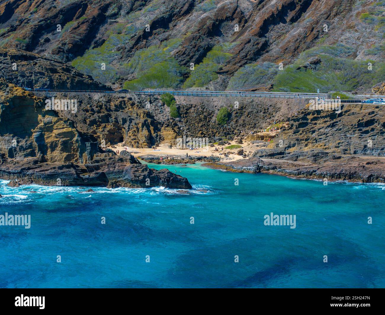Coastal Cliffs and Turquoise Waters on Oahu Island, Hawaii Stock Photo ...