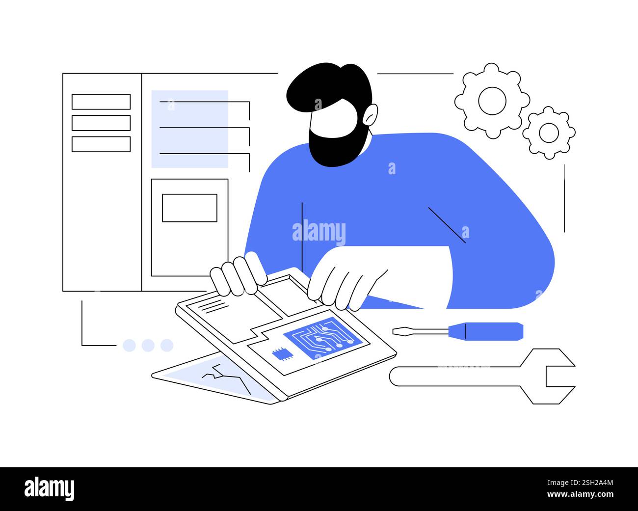 Computer repair isolated cartoon vector illustrations Stock Vector ...
