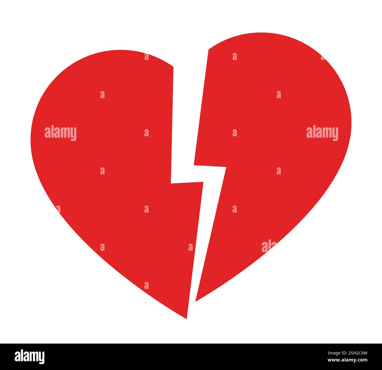broken heart shape symbol, vector silhouette illustration of red heart ...