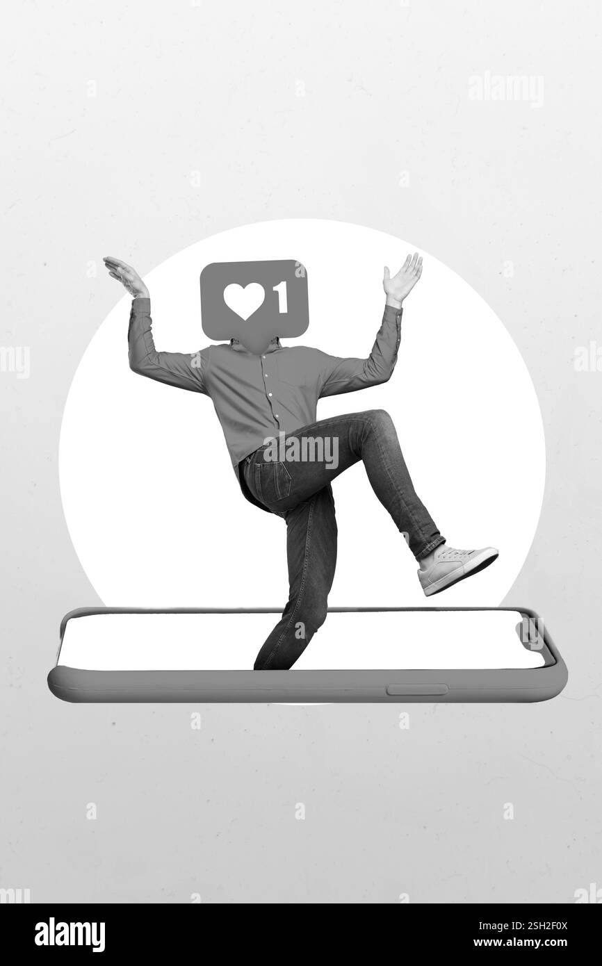 Composite collage photo of young headless absurd influencer blogger ...