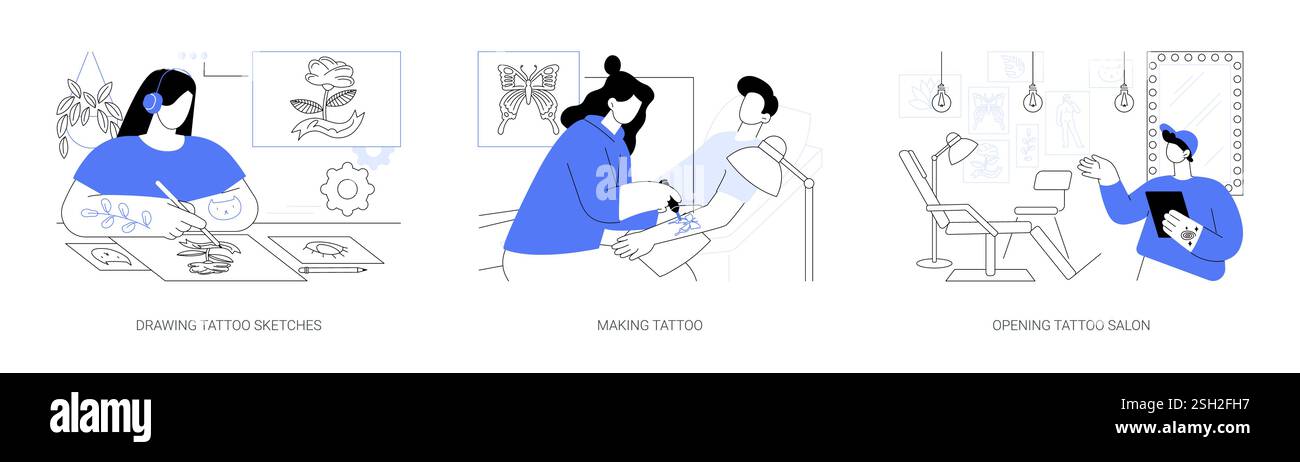 Tattoo artist in process Stock Vector Images - Alamy