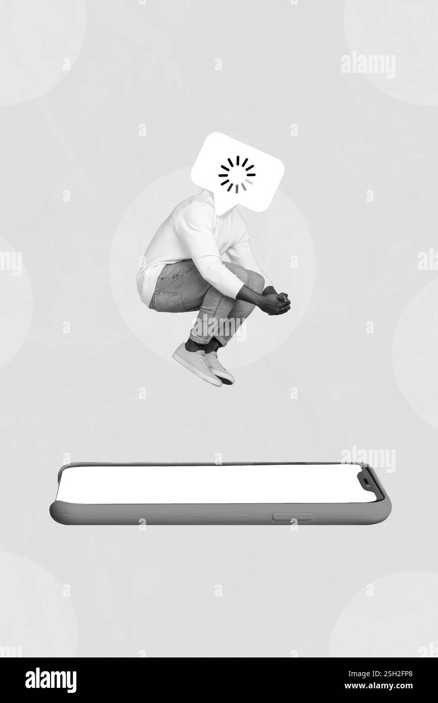 Creative 3d photo artwork graphics collage painting of loading guy ...