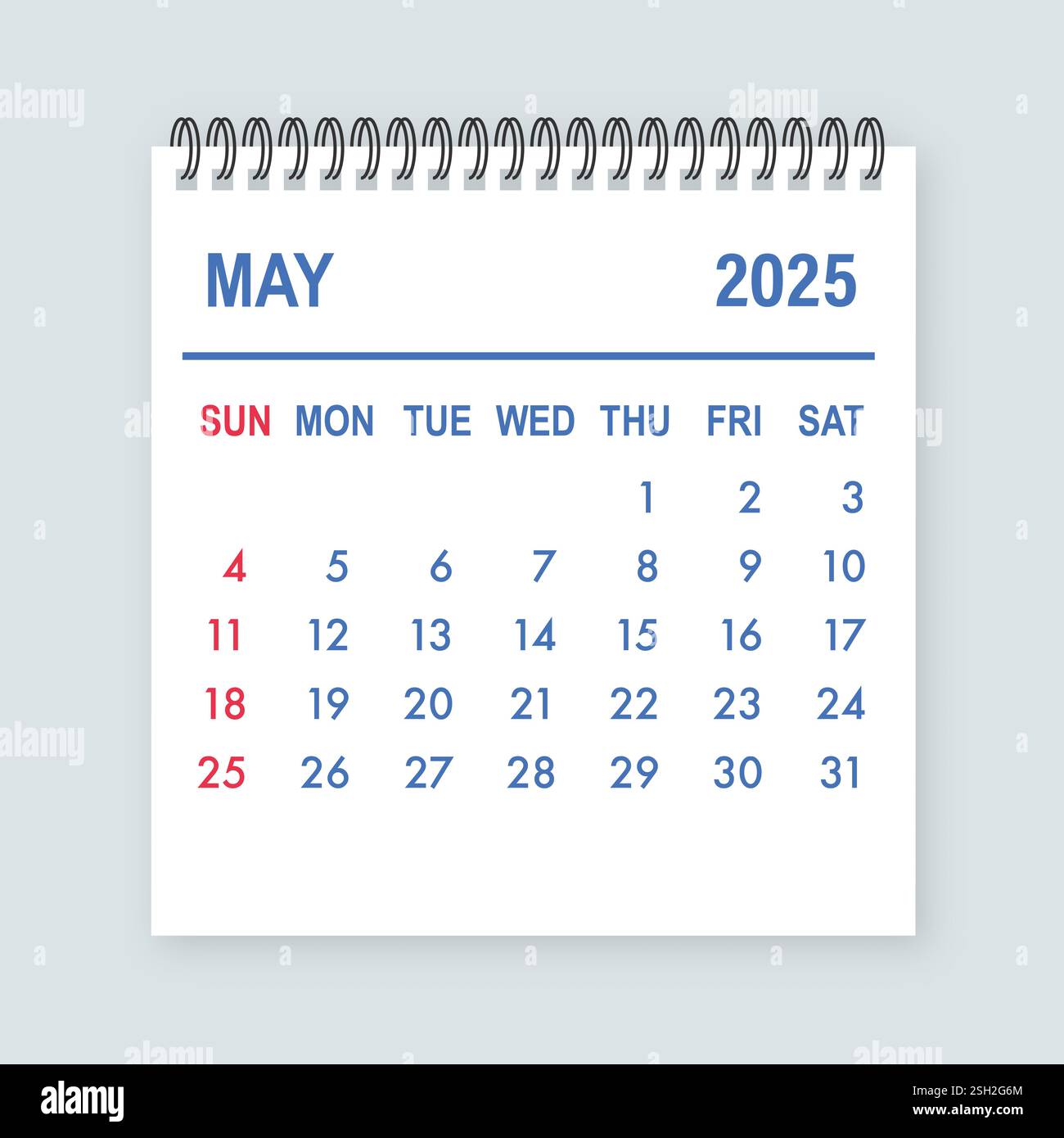 May 2025 calendar page showing days, weeks, and months for planning and ...