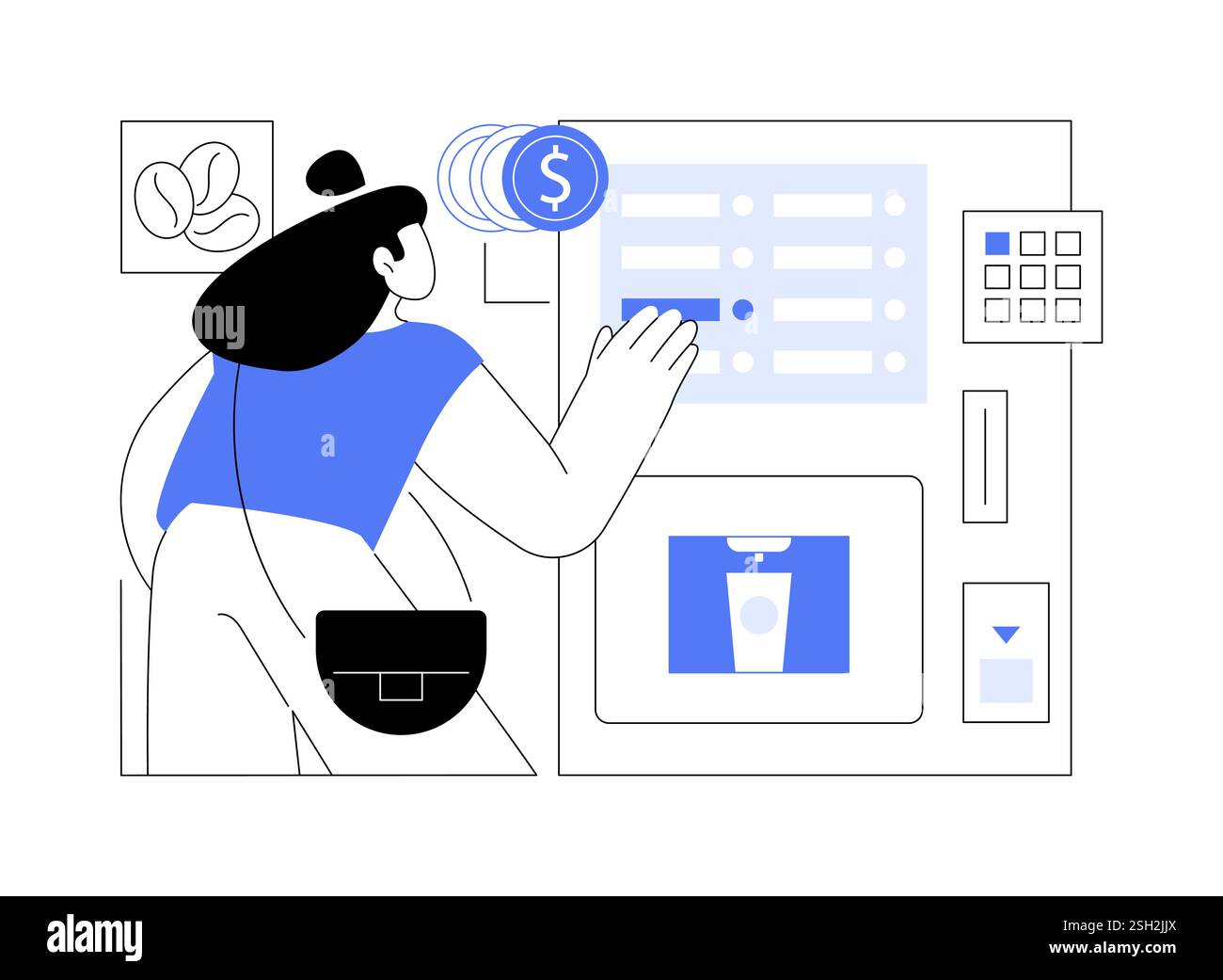 Coffee vending machine isolated cartoon vector illustrations Stock ...