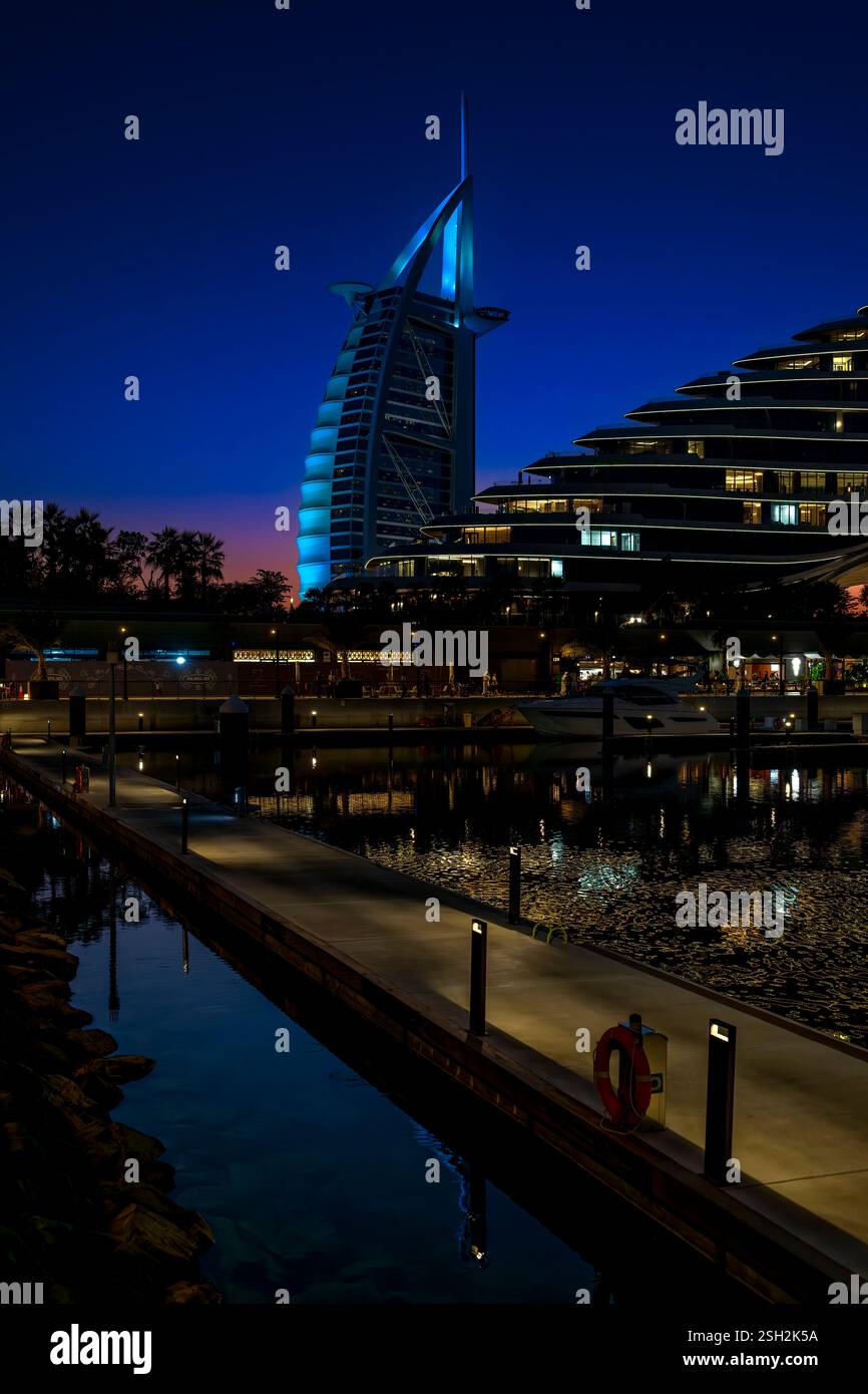 Dubai's Burj Al Arab shot from Marsa Al Arab walk, next to the Marsa Al ...