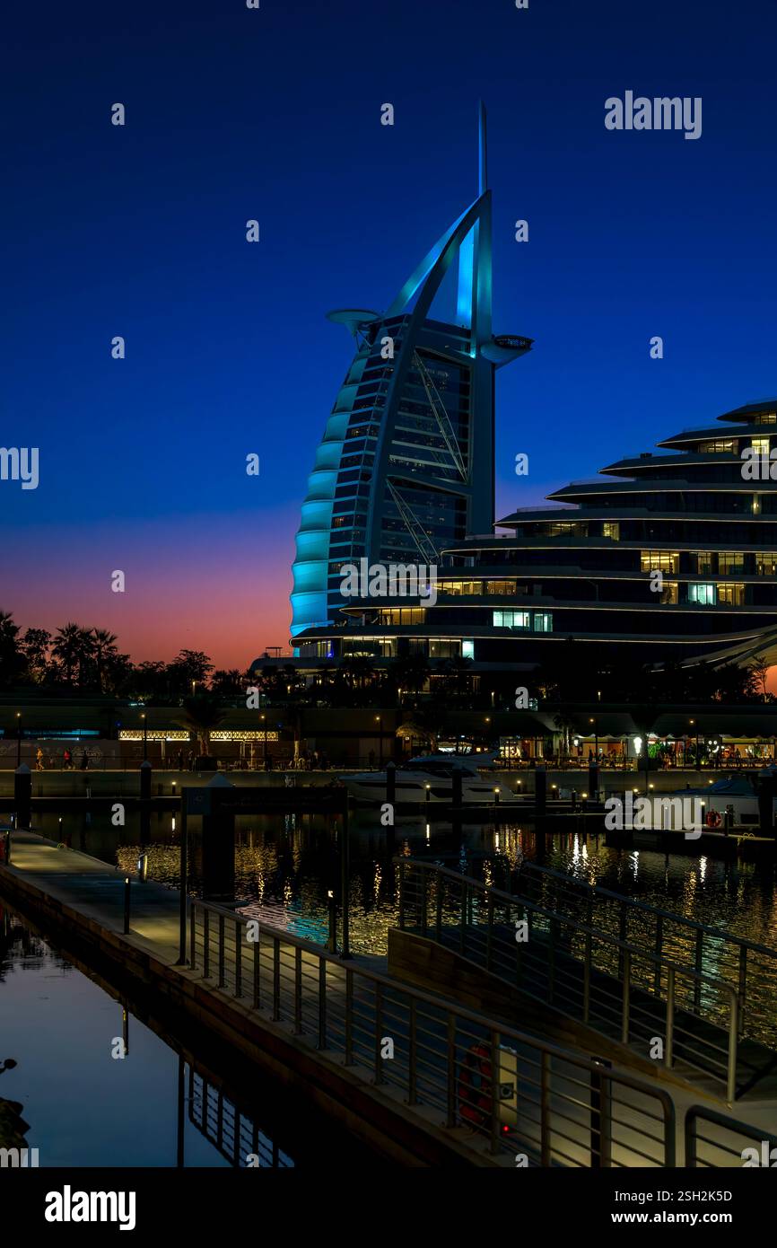 Dubai's Burj Al Arab shot from Marsa Al Arab walk, next to the Marsa Al ...