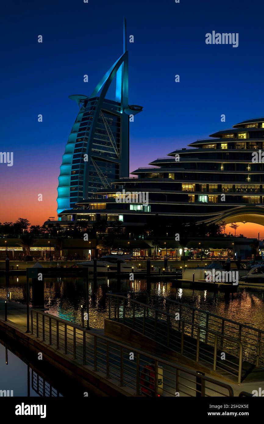 Dubai's Burj Al Arab shot from Marsa Al Arab walk, next to the Marsa Al ...