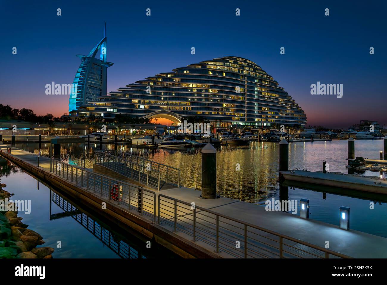 Dubai's Burj Al Arab shot from Marsa Al Arab walk, next to the Marsa Al ...