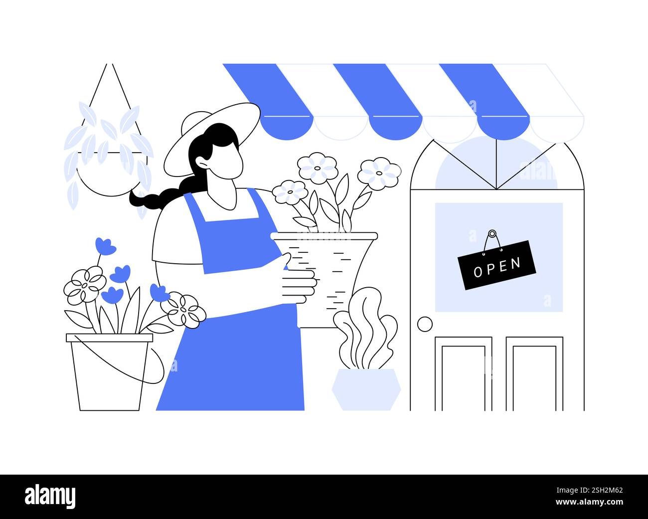 Opening a flower shop isolated cartoon vector illustrations Stock ...