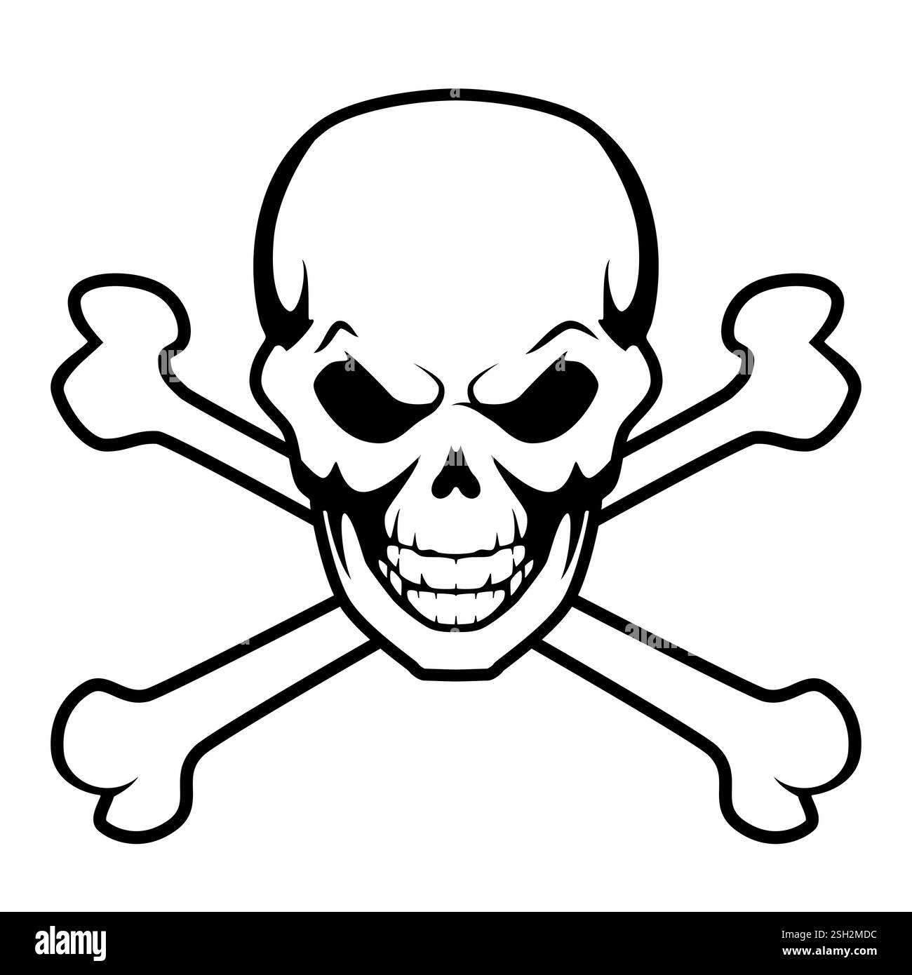 skull and crossbones, black and white vector tattoo illustration of ...