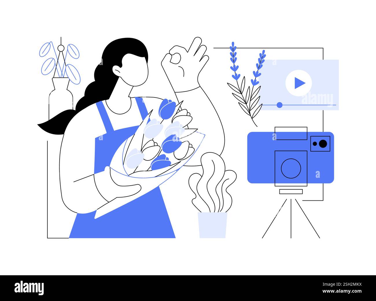 Promote flower business isolated cartoon vector illustrations Stock ...