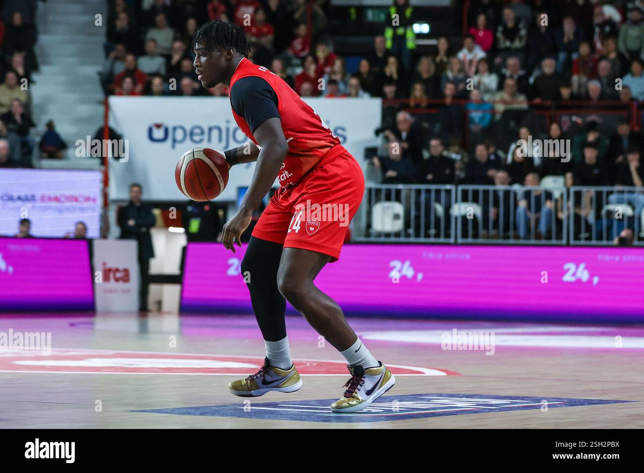 Varese, Italy. 09th Feb, 2025. Elisee Assui #24 of Pallacanestro Varese ...