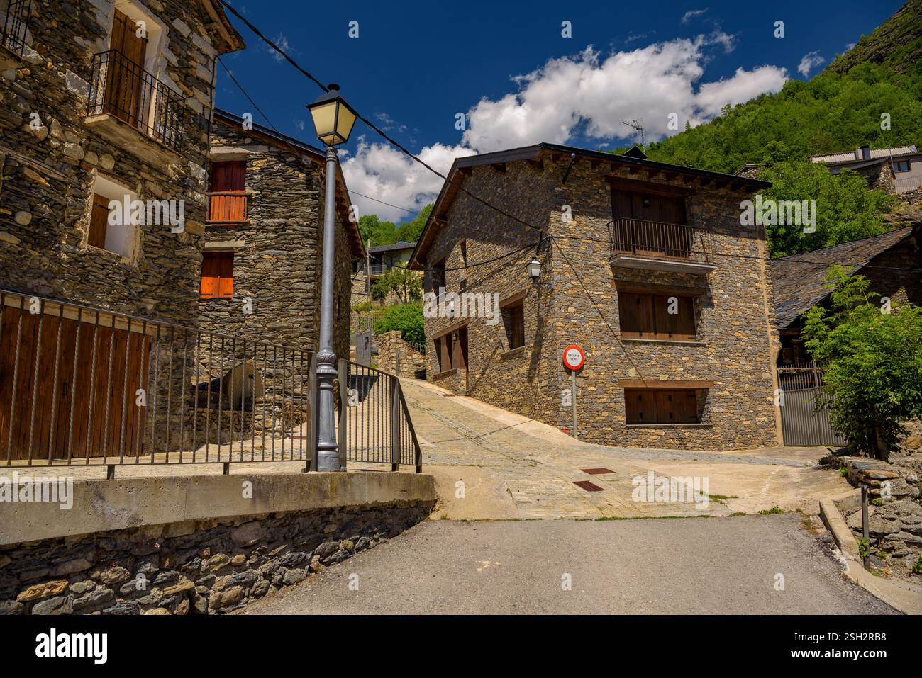 Village of Capdella on a summer morning in the Vall Fosca valley ...