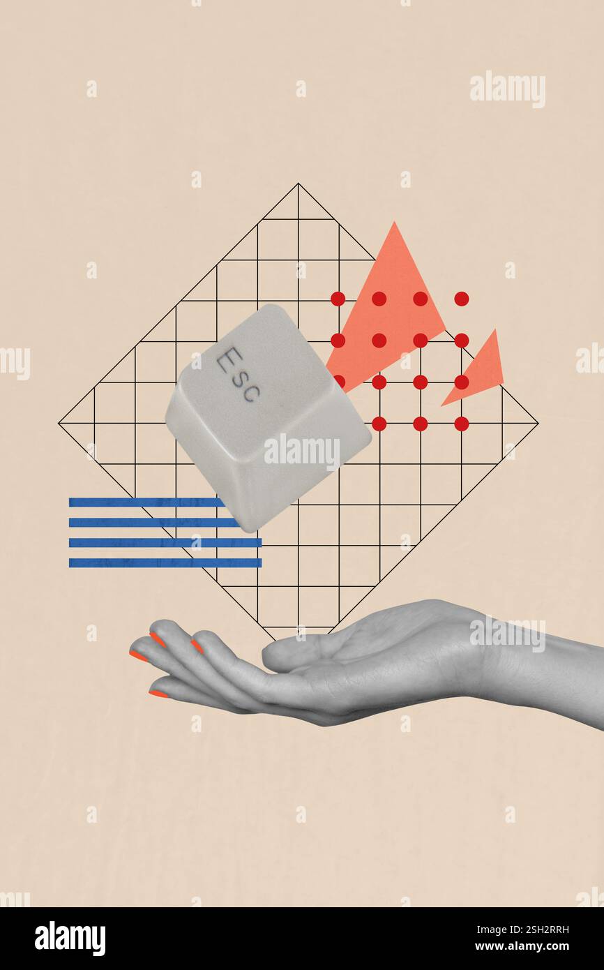 3D collage trend artwork composite sketch poster of sign hand body ...