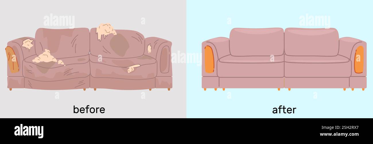 Sofa cleaning and reupholstering. Before or after furniture. Dirty ...