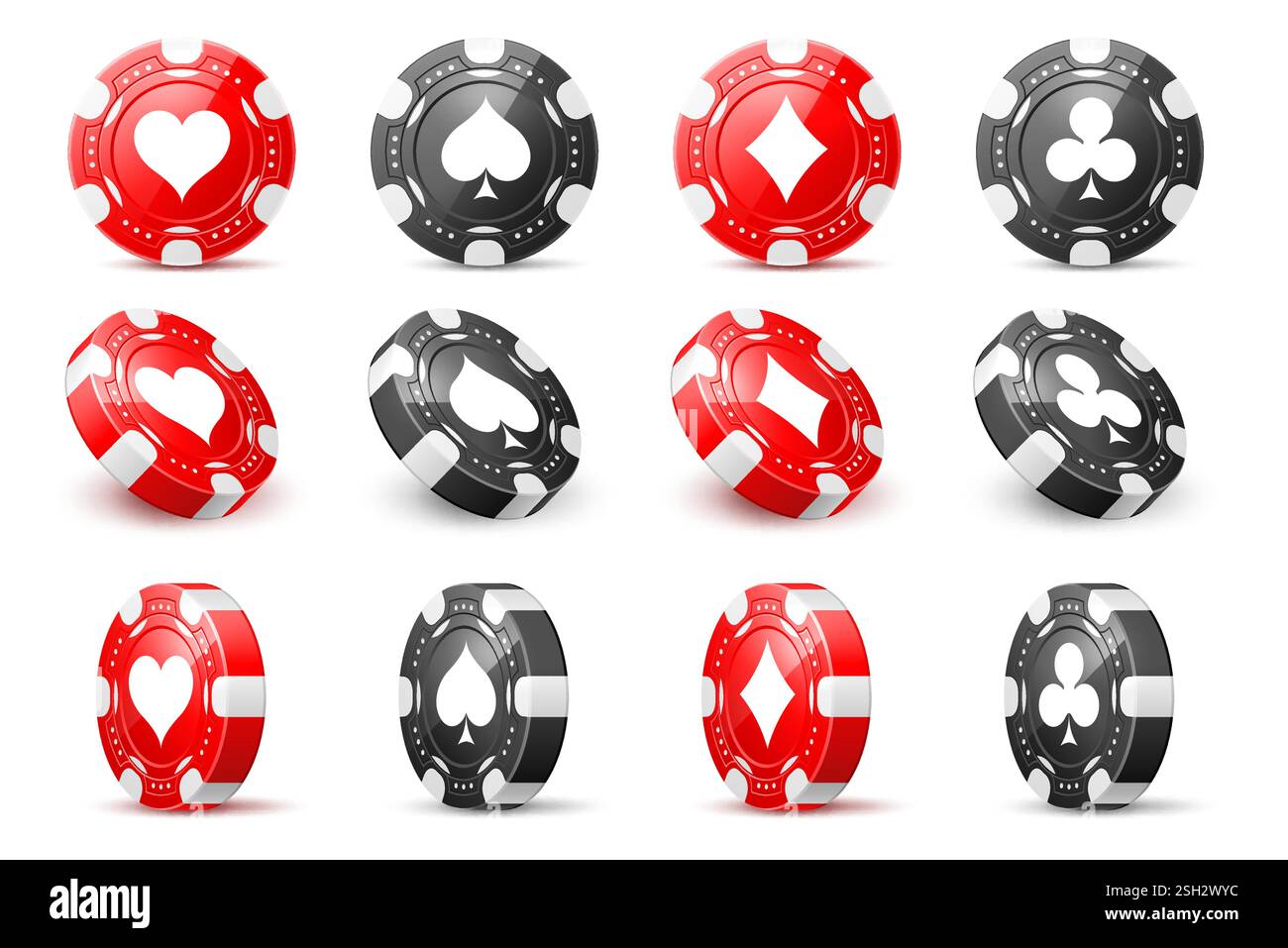 Set casino chips with poker symbols. Realistic isolated gambling ...