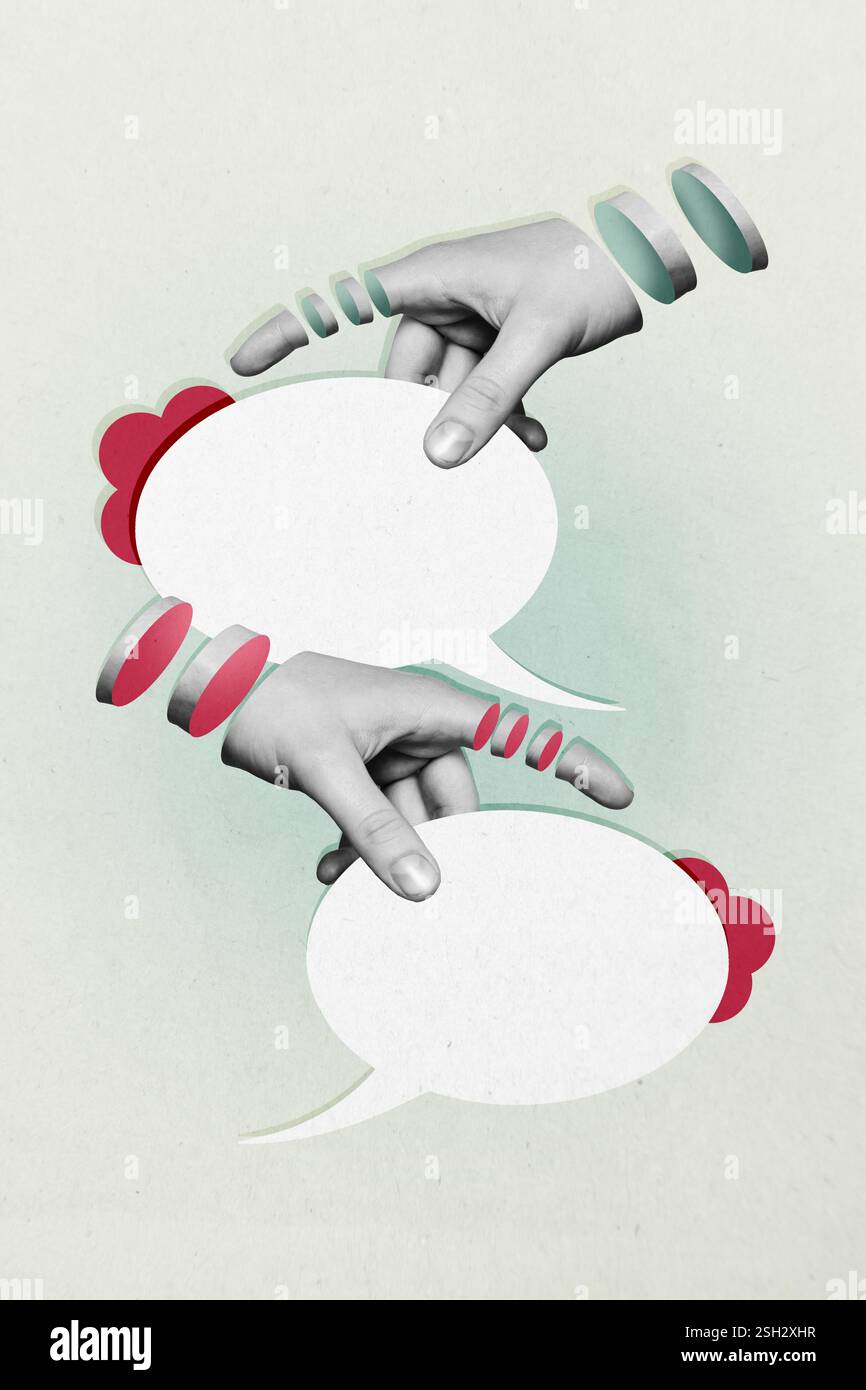 Composite photo collage design trend sketch of note email cloud texting ...