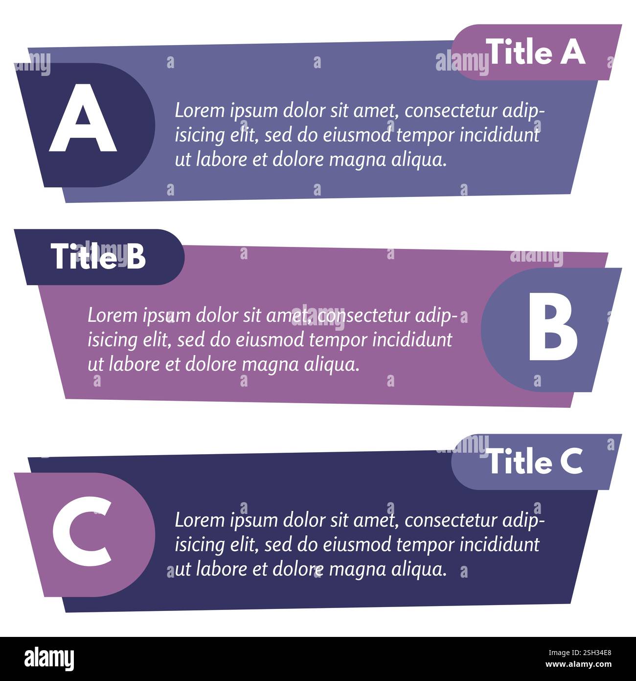 Set of three horizontal colorful options banners. Step by step ...