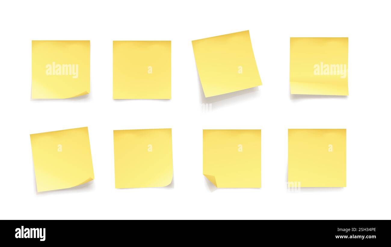 yellow various realistic memo papers in set Stock Vector Image & Art ...