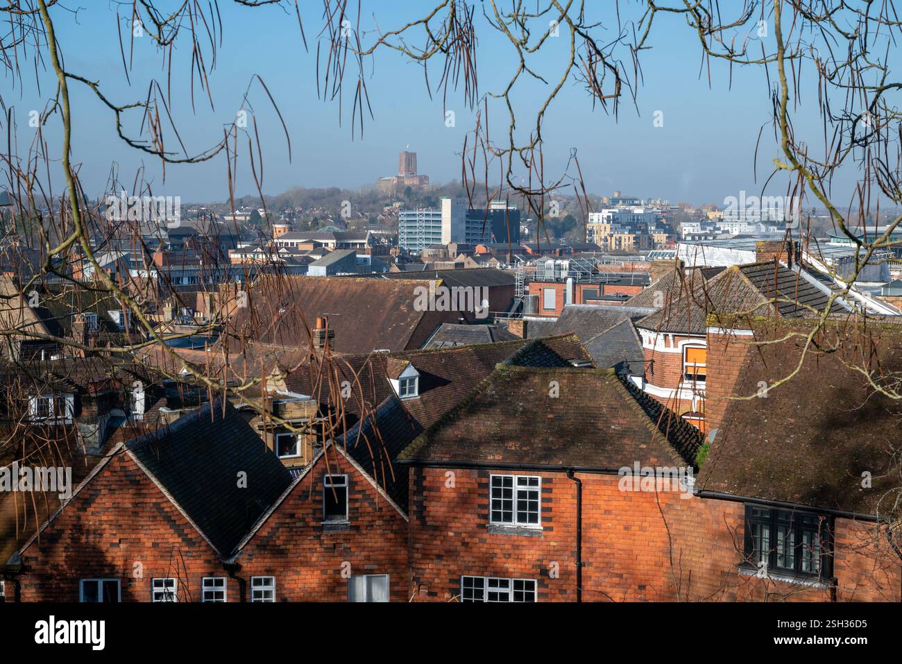 Rooftop view looking across Guildford towards the Cathedral on top of ...