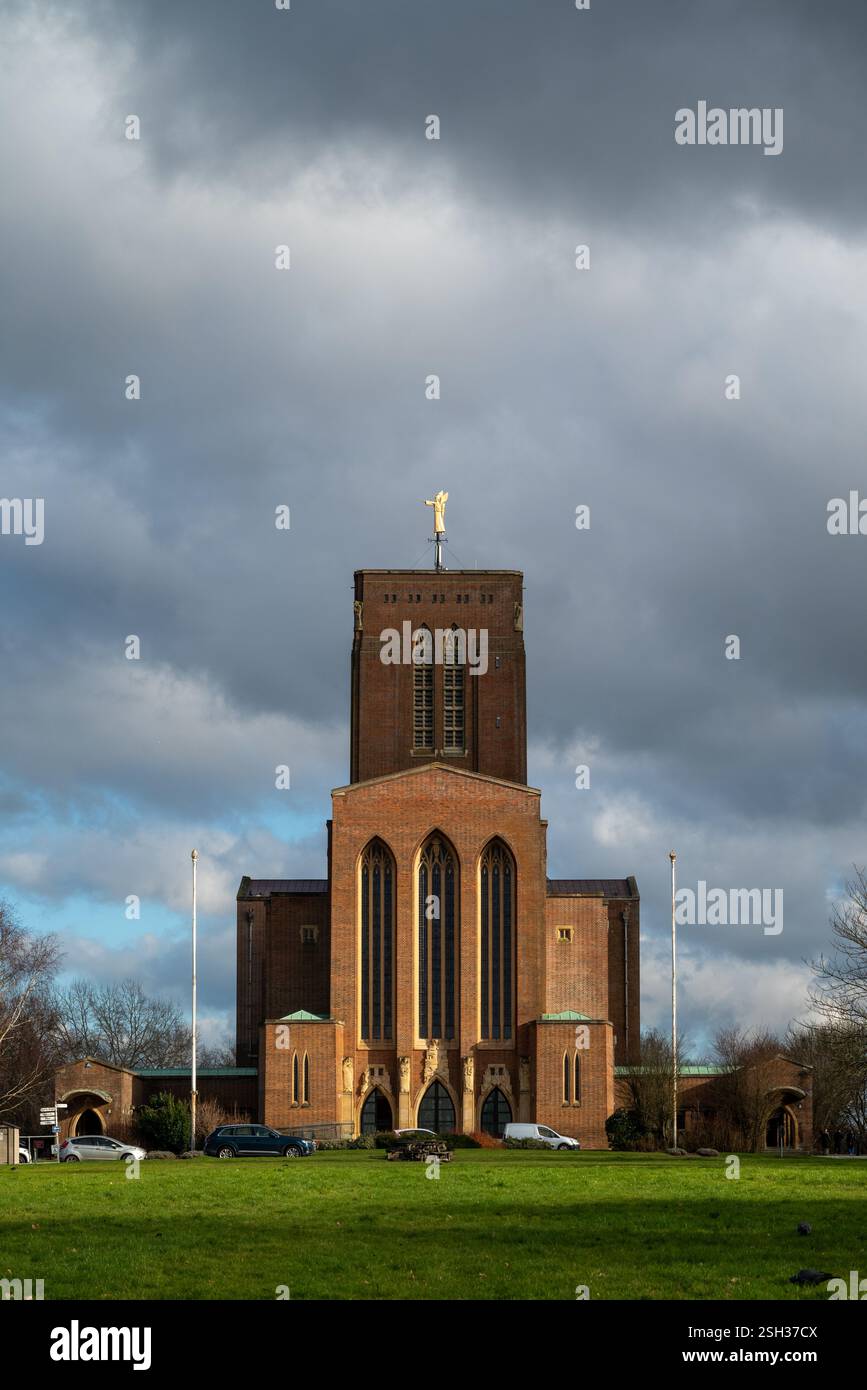 Guildford Cathedral, an imposing building on top of Stag hill. Made ...