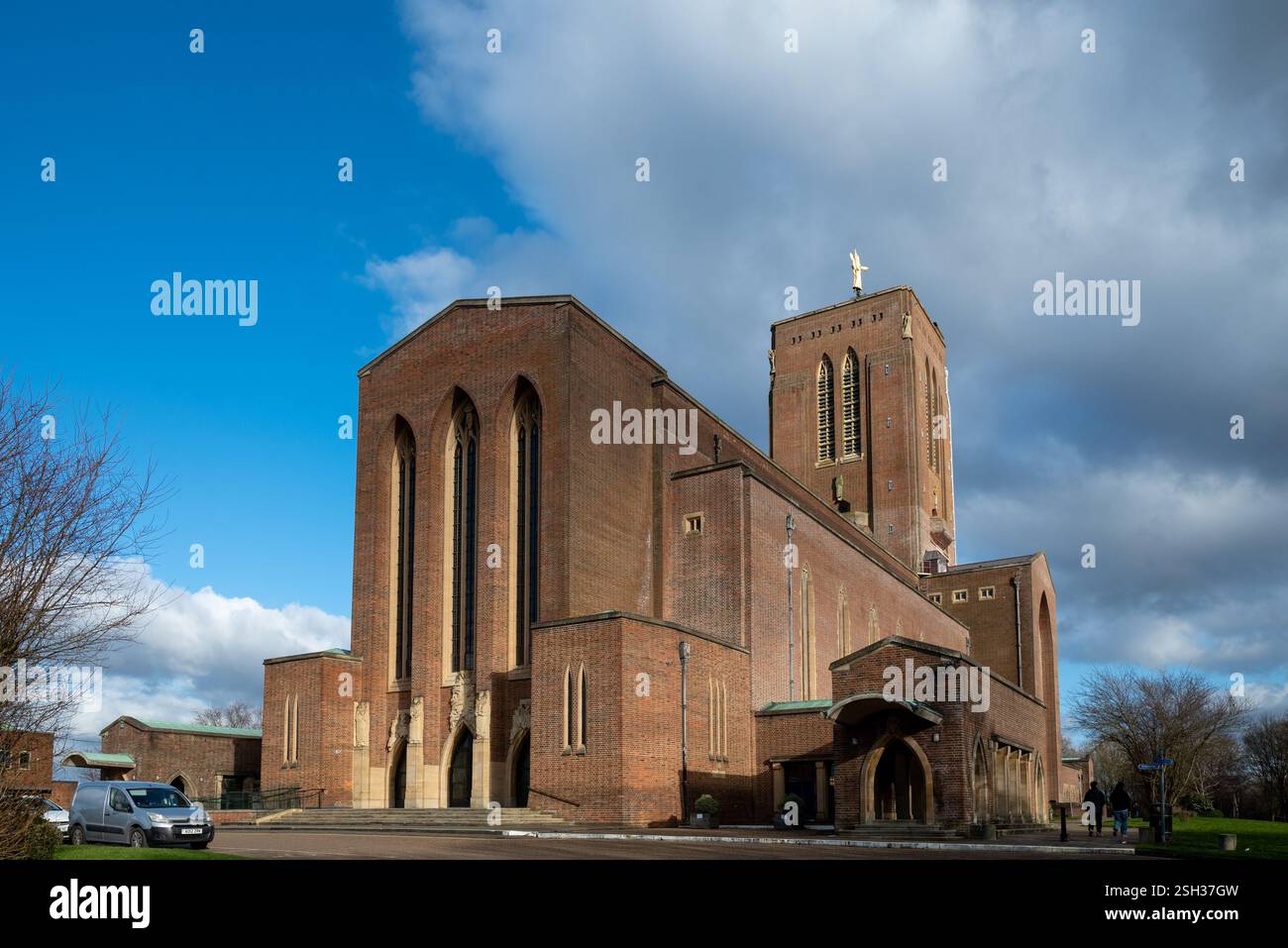 Guildford Cathedral, an imposing building on top of Stag hill. Made ...