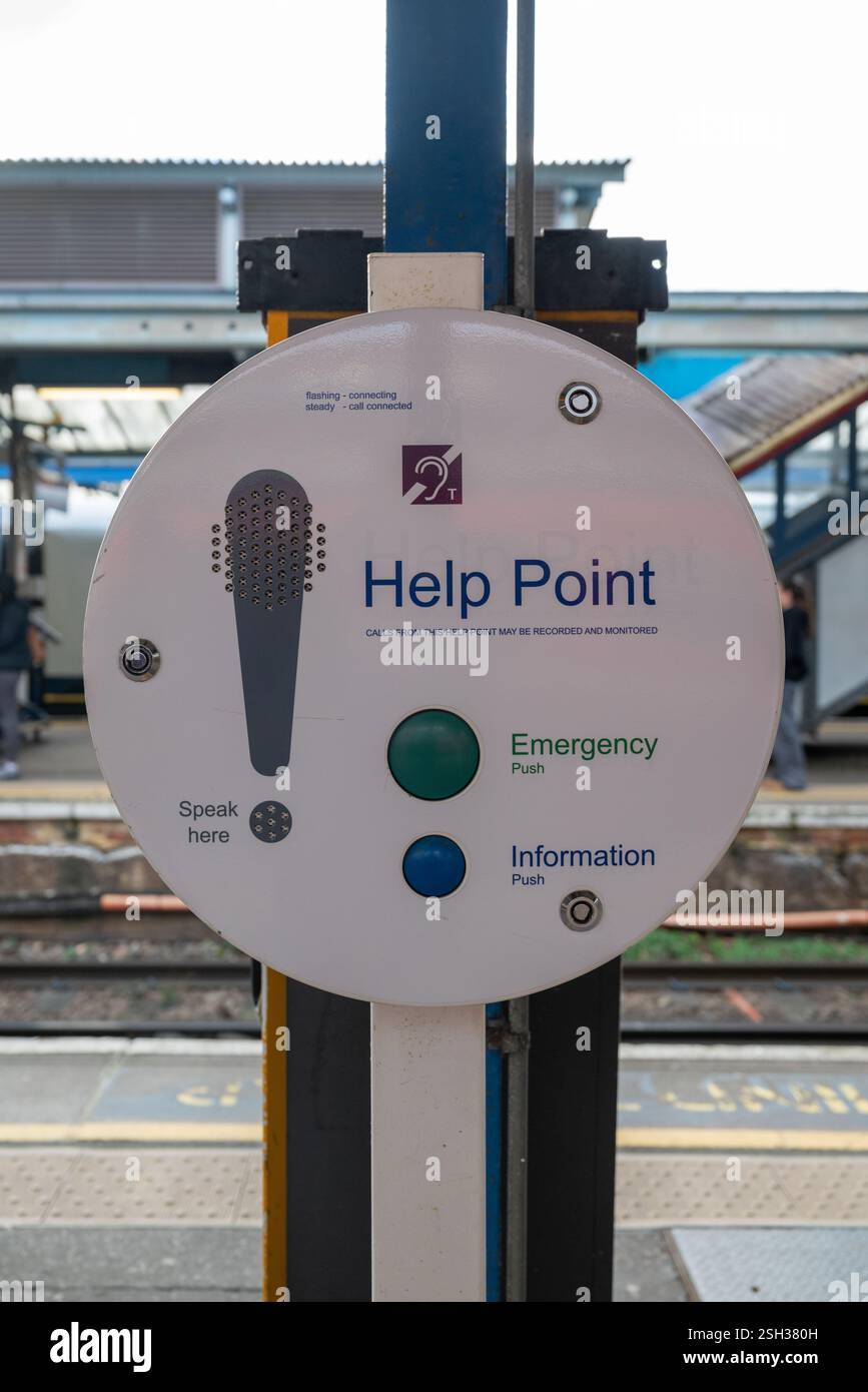 Information help point located on a platform of an English train ...
