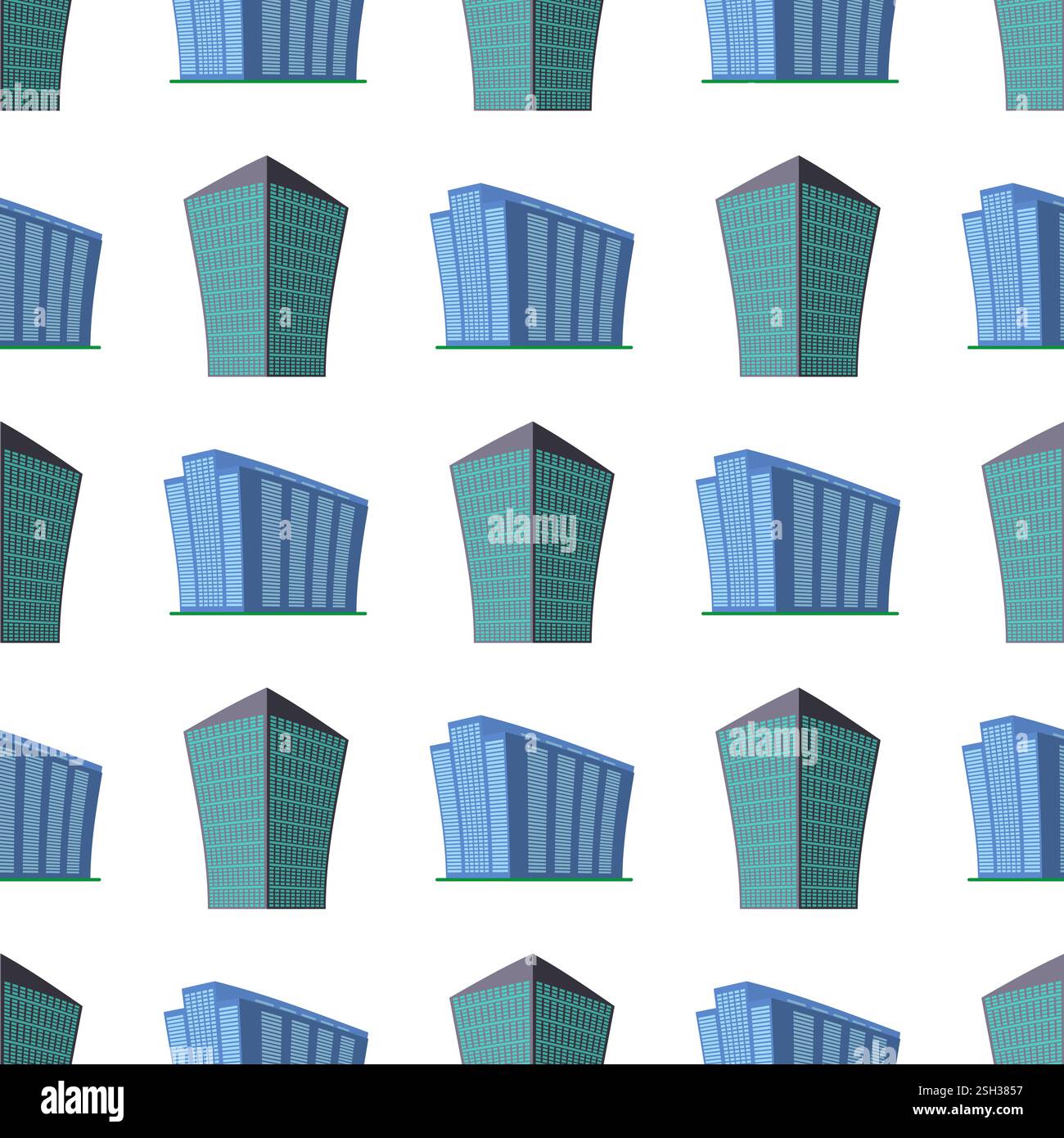 Seamless Pattern with modern isometric building on a white background ...