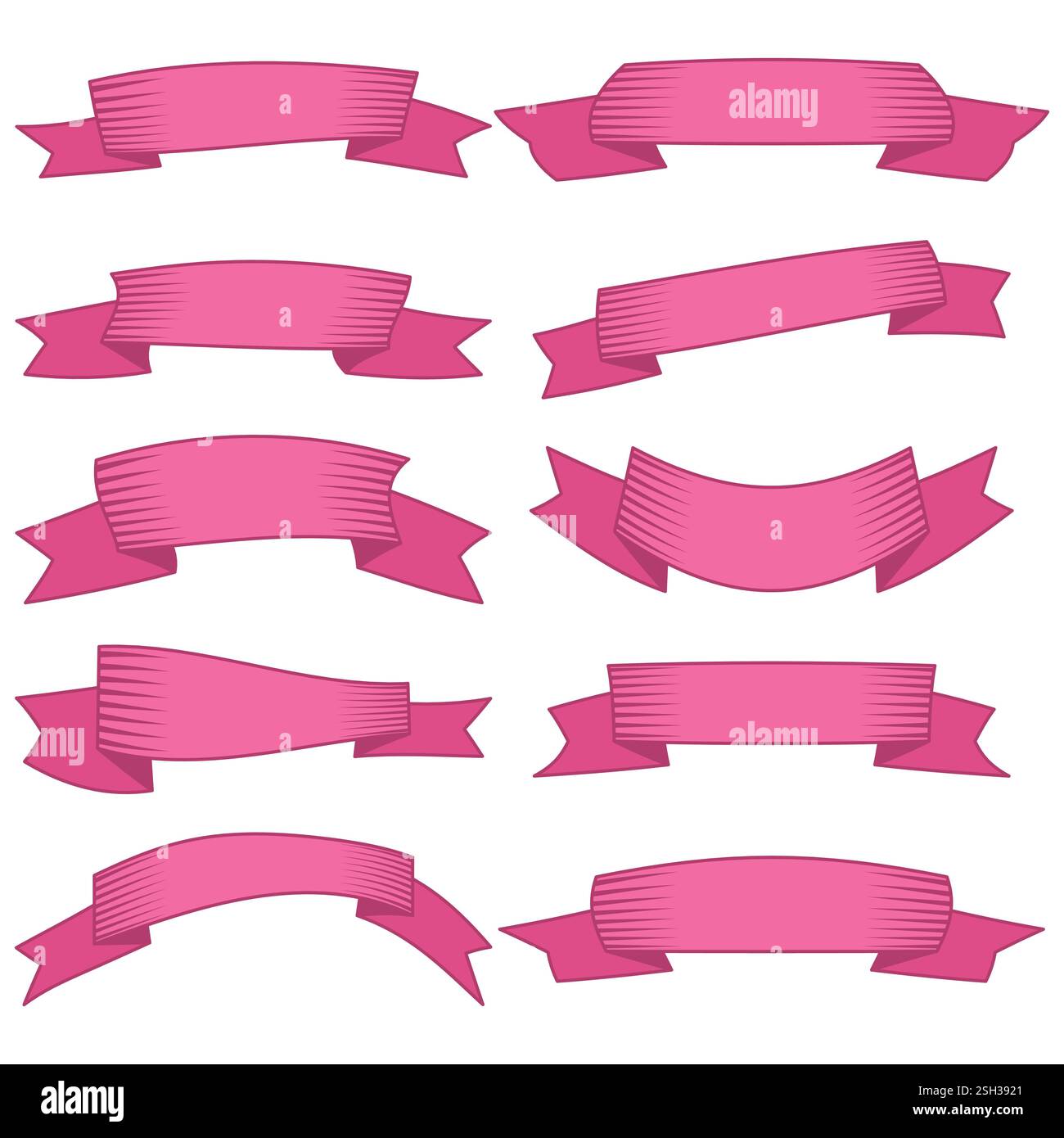 Set of ten pink ribbons and banners for web design. Great design ...