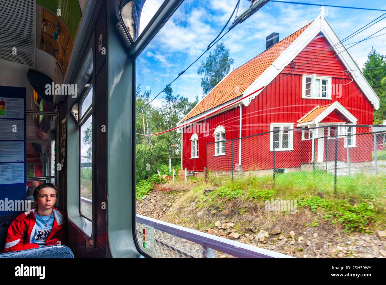 Oslo, Norway, Aug 10 2017, Taking the train through Oslo reveals a ...