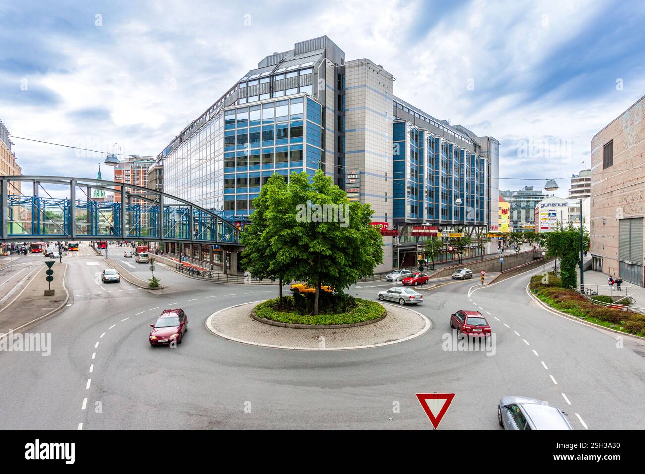 Oslo, Norway, Aug 10 2017, Busy traffic circulates through the ...