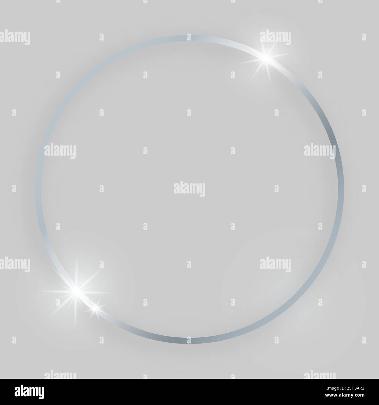 Shiny frame with glowing effects. Silver round frame with shadow on ...