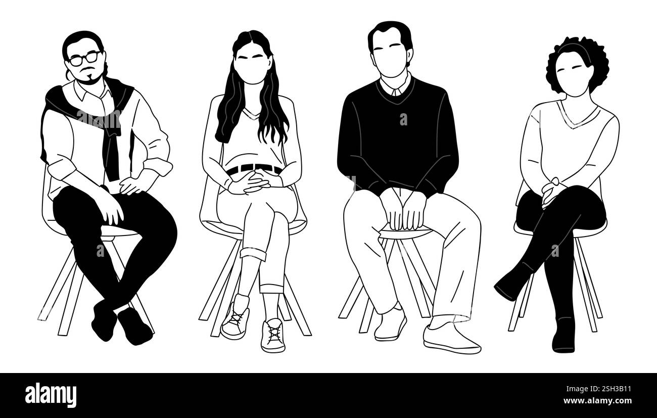 Set young women sitting Cut Out Stock Images & Pictures - Alamy