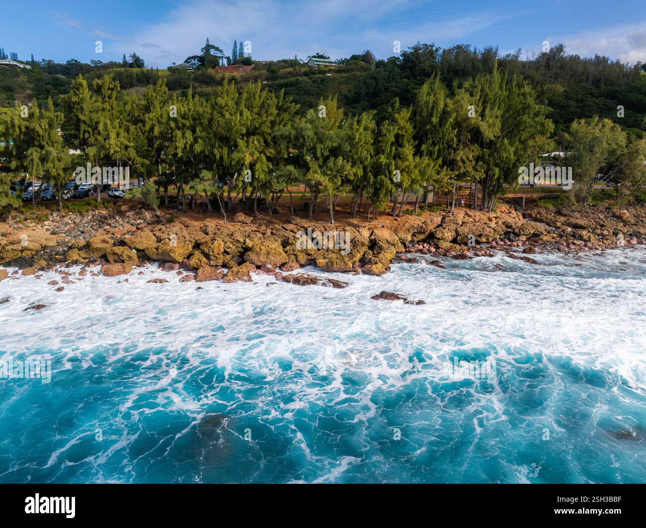Coastal View of Oahu Island with Rocky Shoreline and Turquoise Waves ...