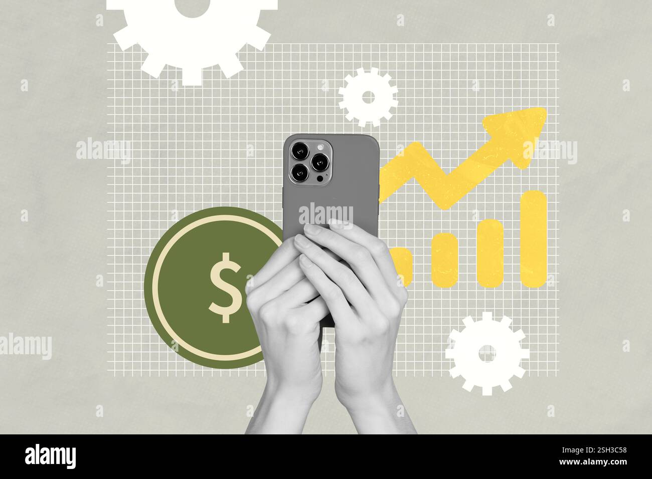 Sketch composite photo collage trend artwork of salary wealth finance ...