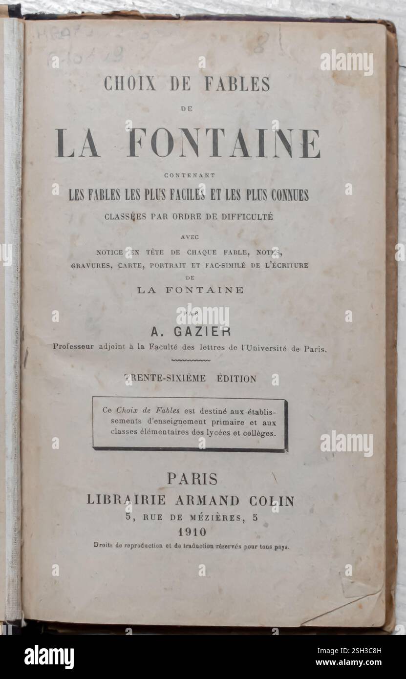 La Fontaine - Choix de Fables - 36th edition - Armand Colin, Paris ...