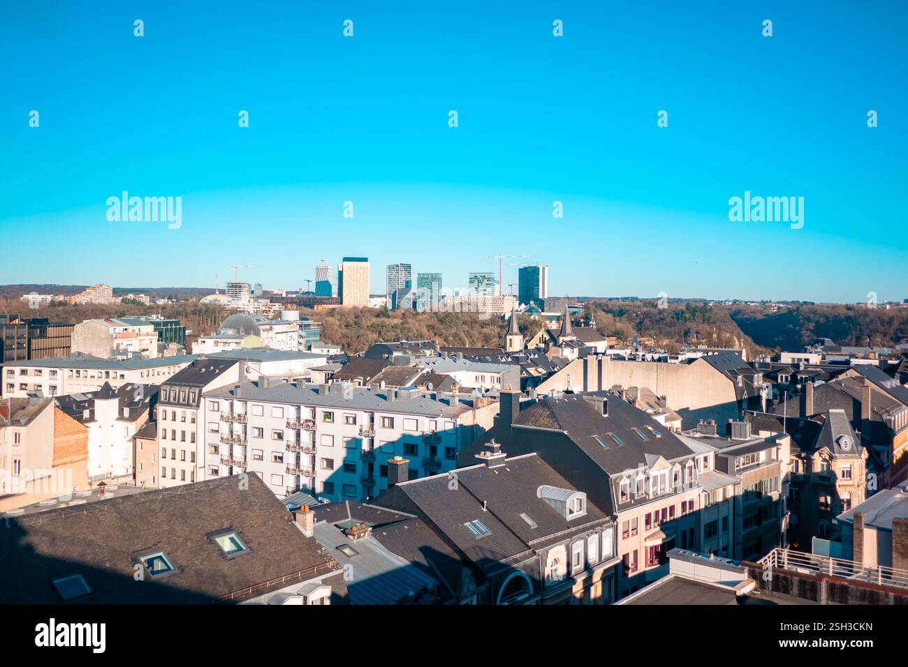 Aerial panorama sunset view of downtown Luxembourg City Stock Photo - Alamy